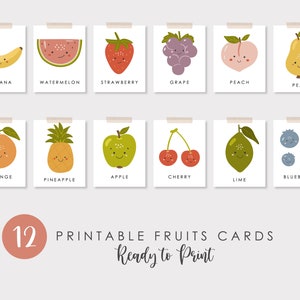12 Printable Fruits Cards, Educational Cards, Preschool Materials ...