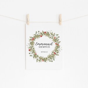 Set of 2 Christmas Posters, Emmanuel God With Us Print, Christmas Crown ...
