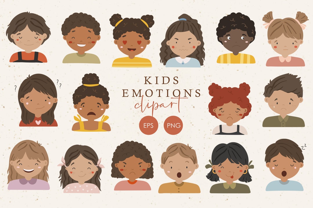 Kids Emotions Clipart, Emotions Clipart, Educational Illustration ...