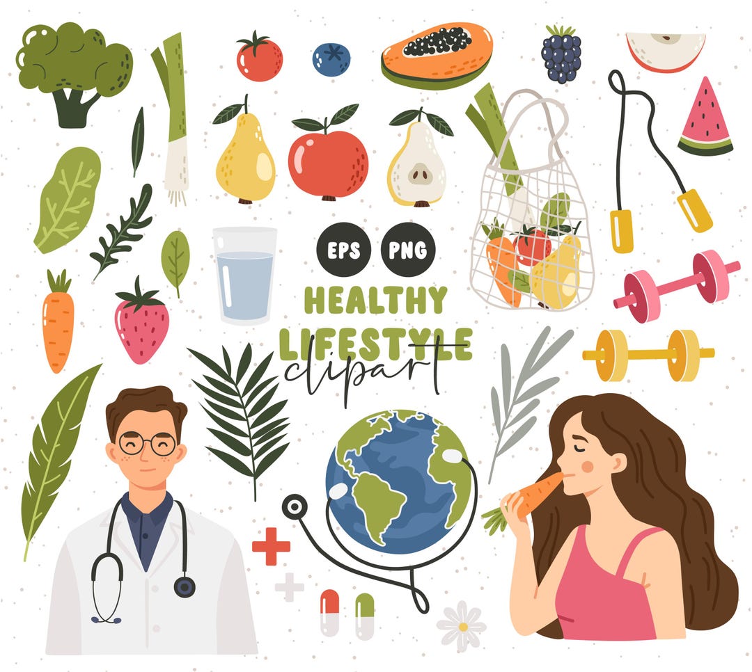 Healthy Lifestyle Clipart, Healthy Life Cartoon Clipart, Fruits ...