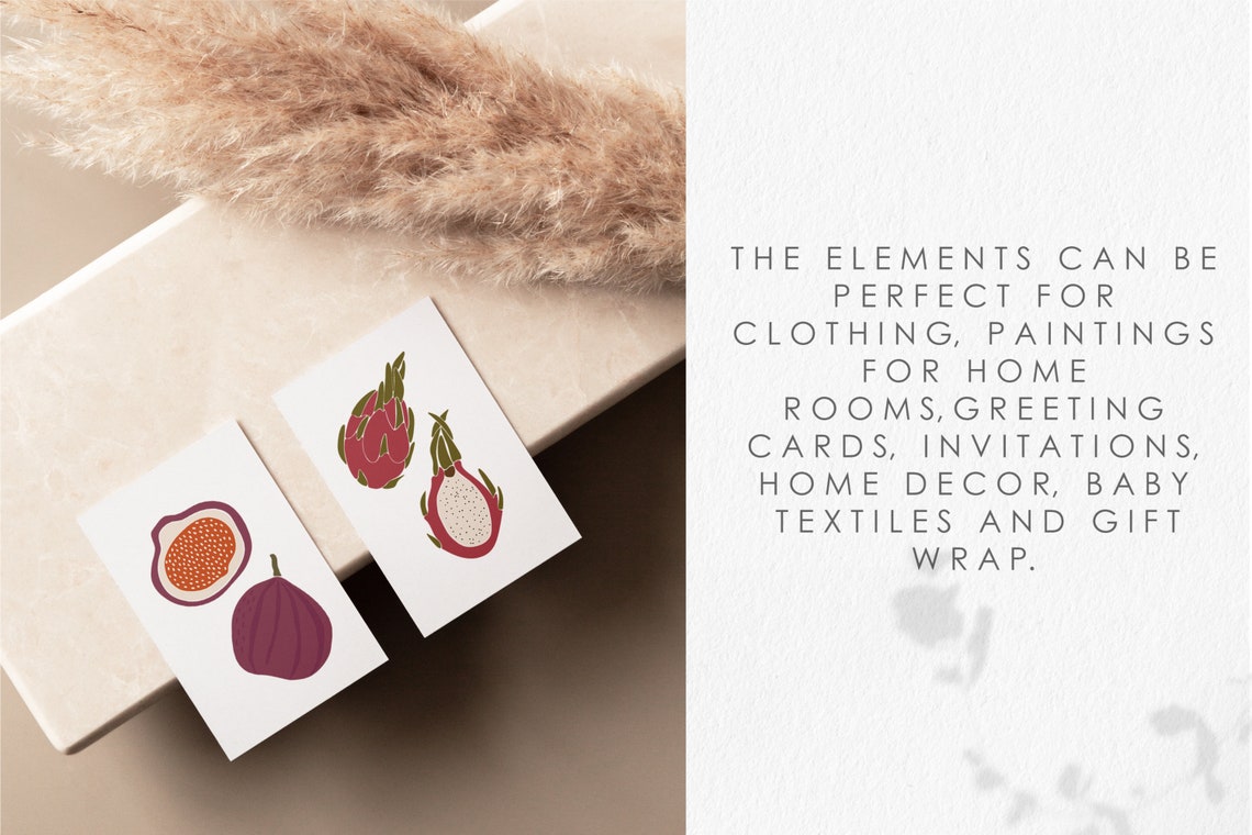 Boho Fruits Clipart Tropical Fruits Collection Digital - Etsy