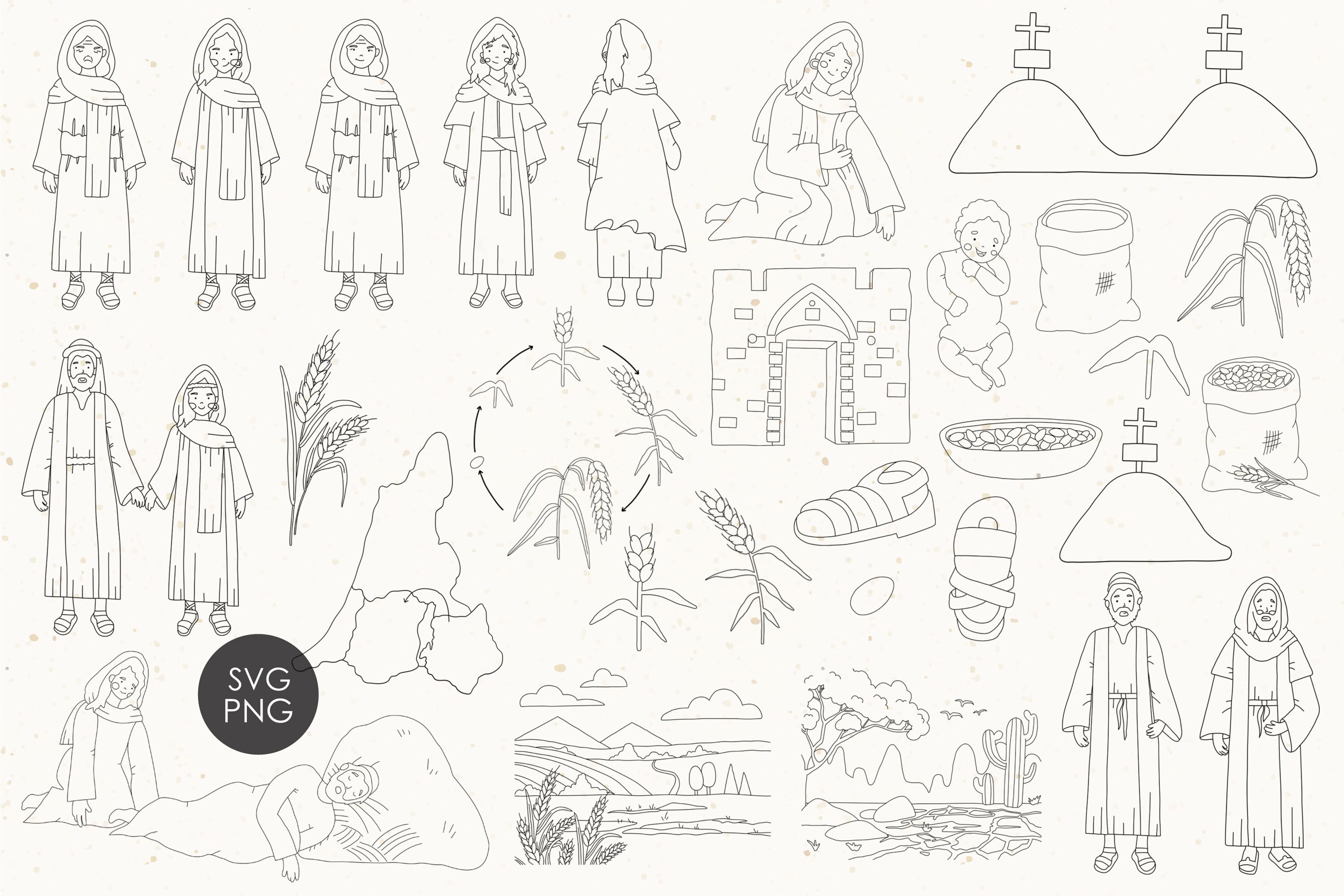 Ruth History Clipart, Christian Clipart, Ruth Bible Elements, Ruth ...