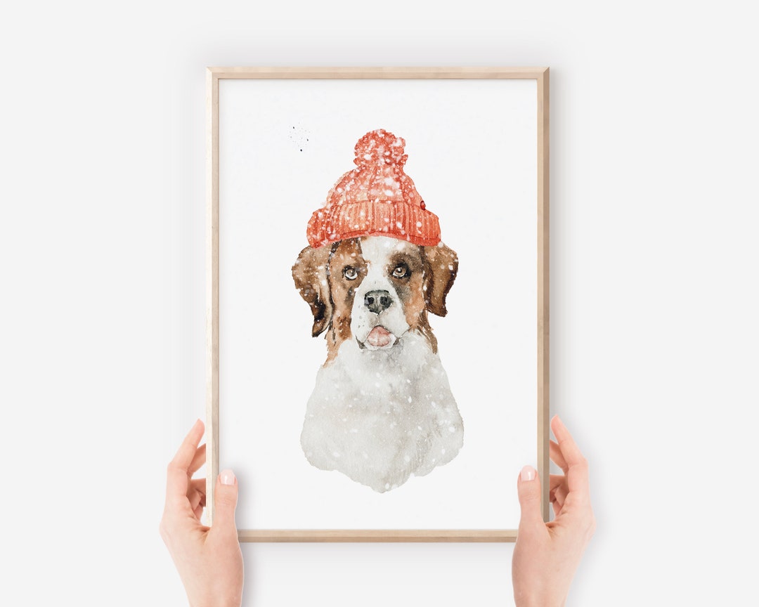 Christmas Dog Print, Holiday Wall Art, Christmas Printable, Holiday ...