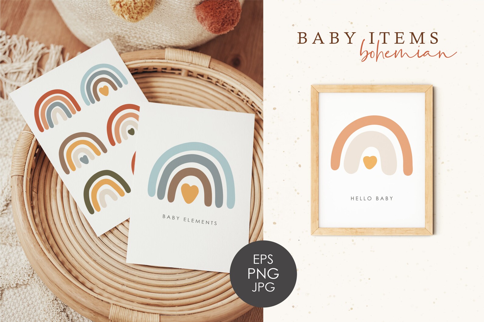 Rainbow Clipart Digital Baby Elements Nursery Clipart - Etsy