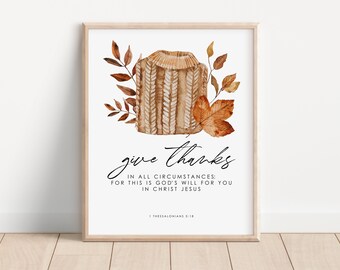 Bible Verse Poster, Thanksgiving Wall Print, Scripture Verse Print ...