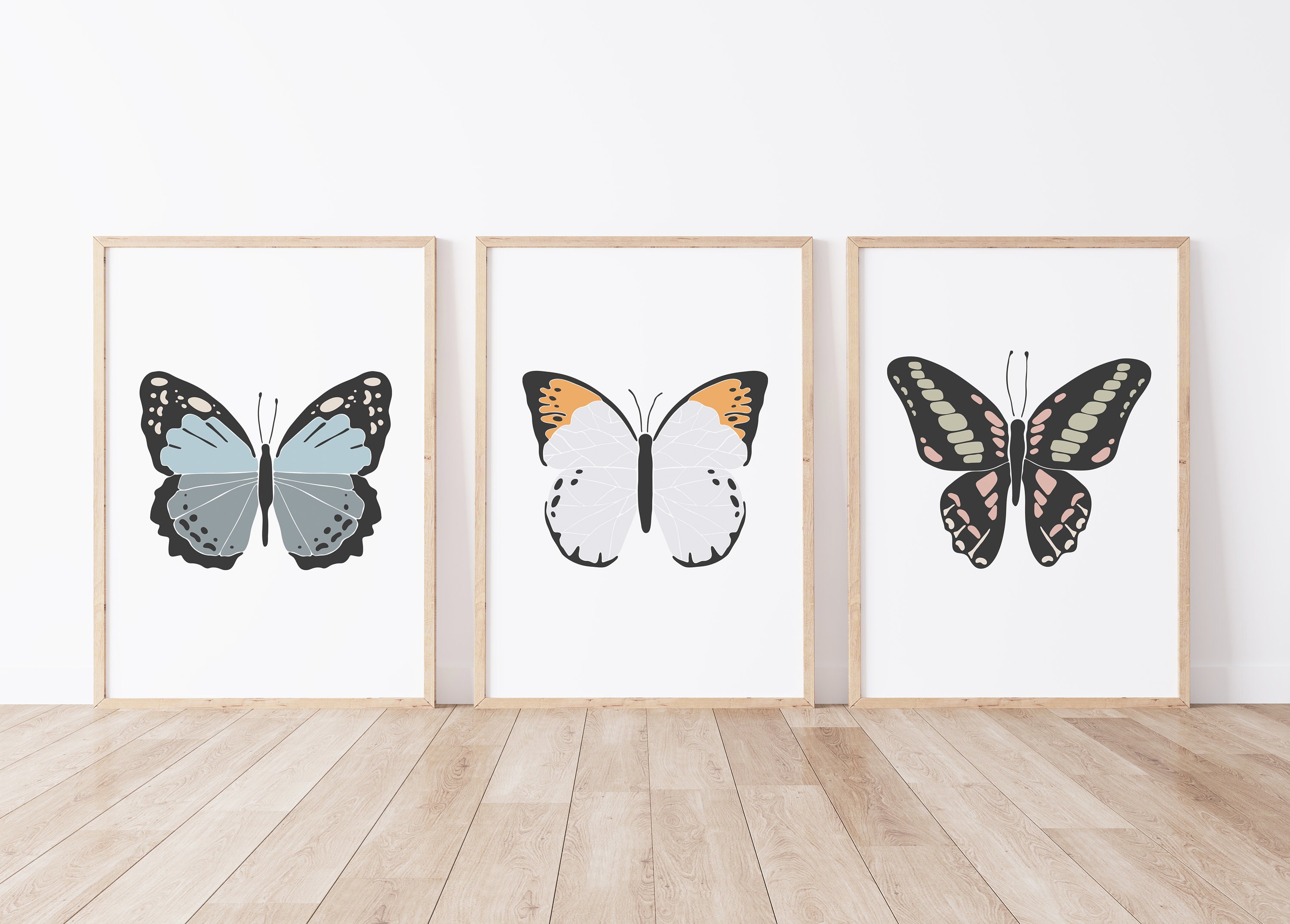 Set of 6 Butterfly Prints Digital Butterfly Posters Abstract - Etsy UK