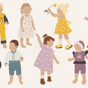 Boho Kids Clipart, Abstract Kids Silhouette, Nursery Kids Elements ...