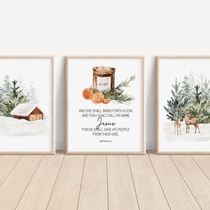 Set of 3 Christmas Posters, Holiday Wall Decor, Winter Landscape Poster ...
