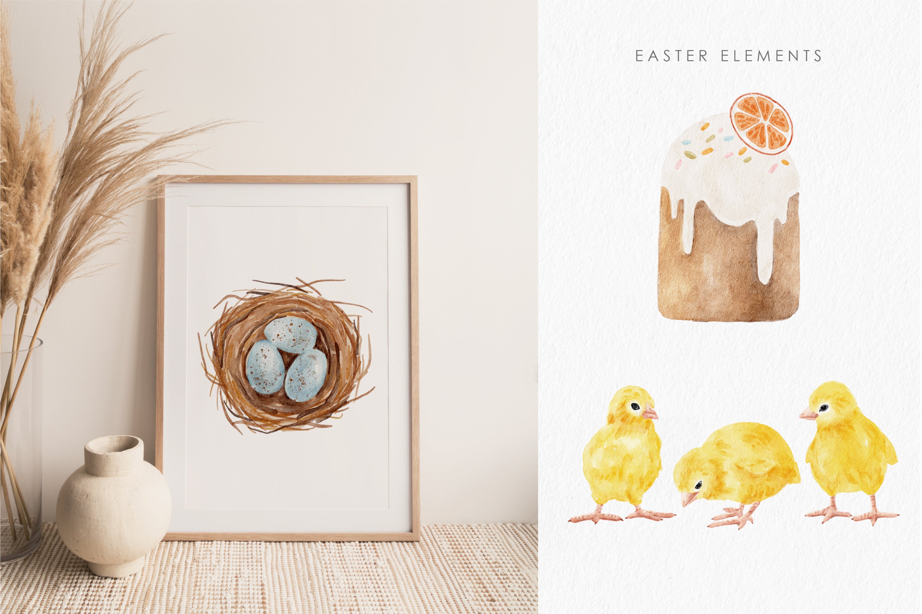 Easter Watercolor Clipart, 50 Digital Spring Elements - Etsy