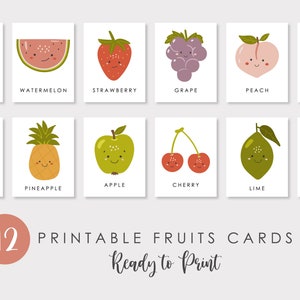 12 Printable Fruits Cards, Educational Cards, Preschool Materials ...