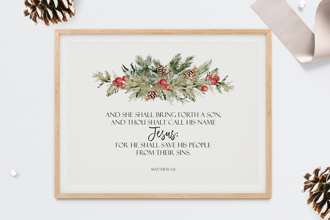 Christmas Christian Wall Art Watercolor Christmas Tree - Etsy