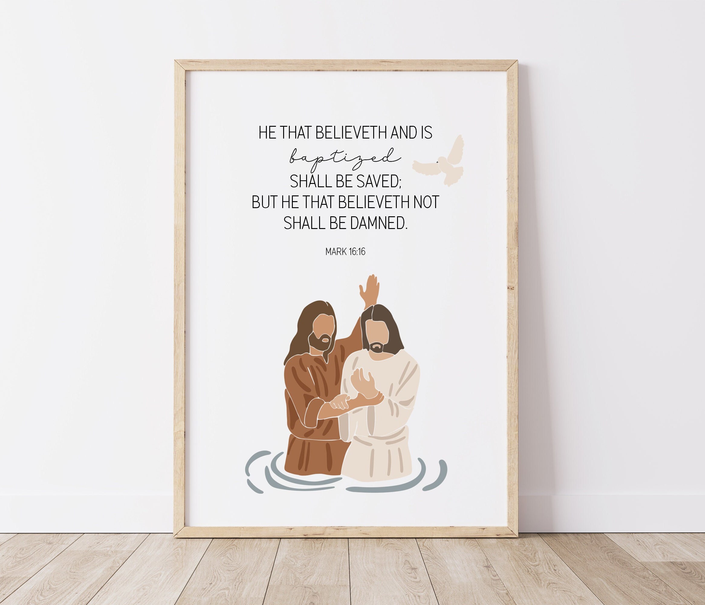 Jesus Baptism Wall Print Christian Poster Art Jesus Portrait - Etsy