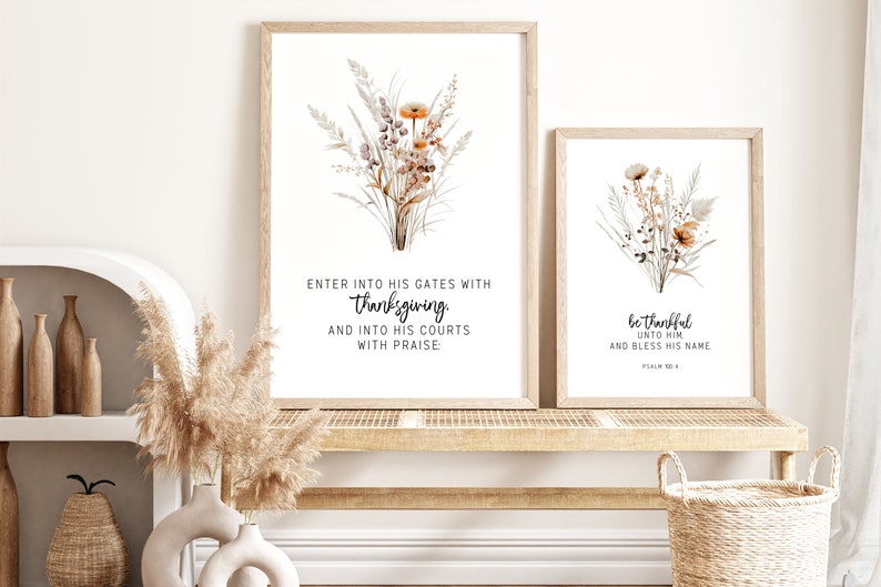 Give Thanks Posters Bible Verse Prints Autumn Flowers Cozy - Etsy