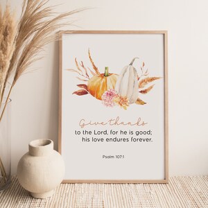 Psalm 107:1 Poster, Give Thanks to the Lord, Bible Verse Print, Hello ...