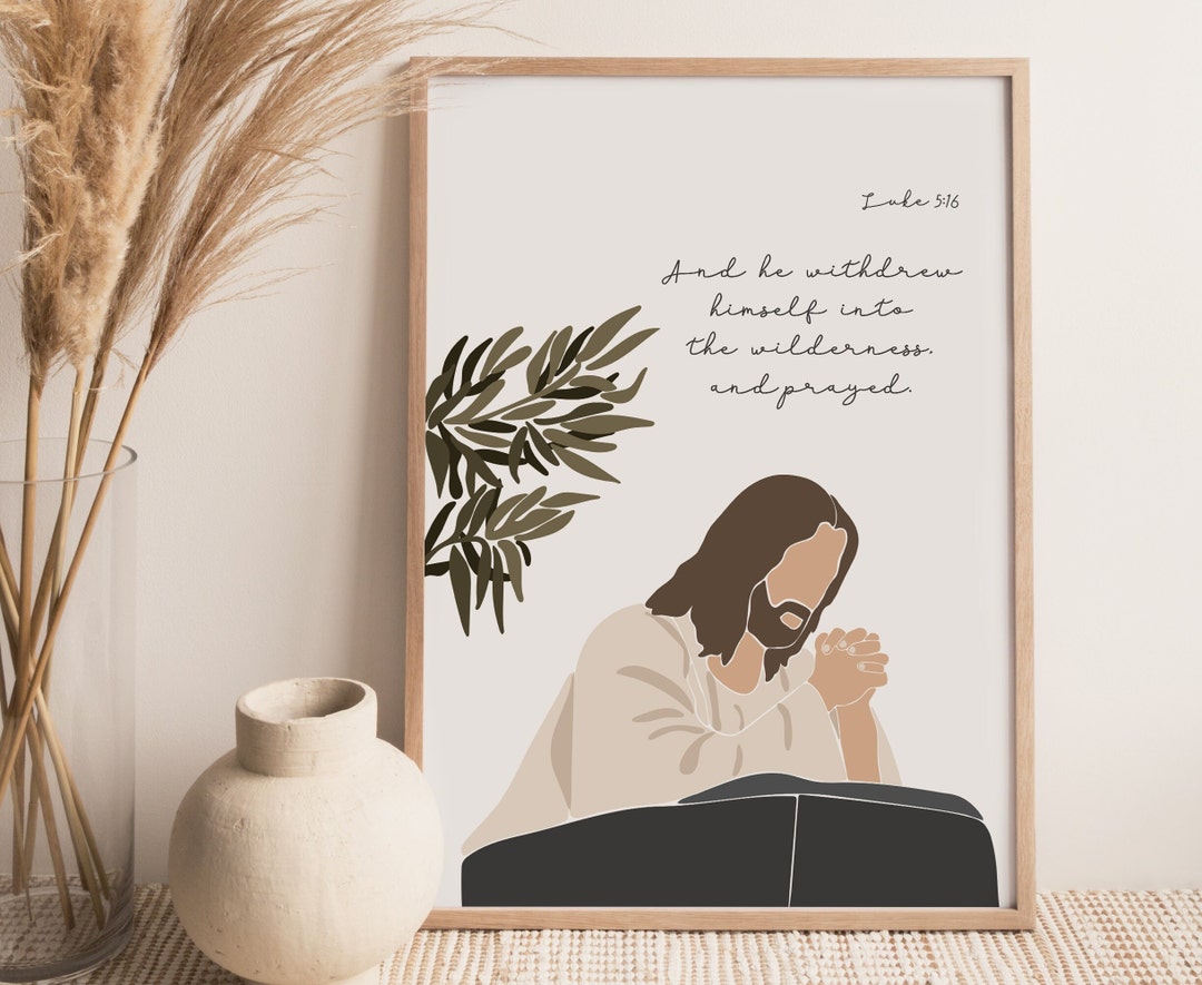 Jesus Portrait Wall Print, Christian Poster Art, Jesus is Praying ...