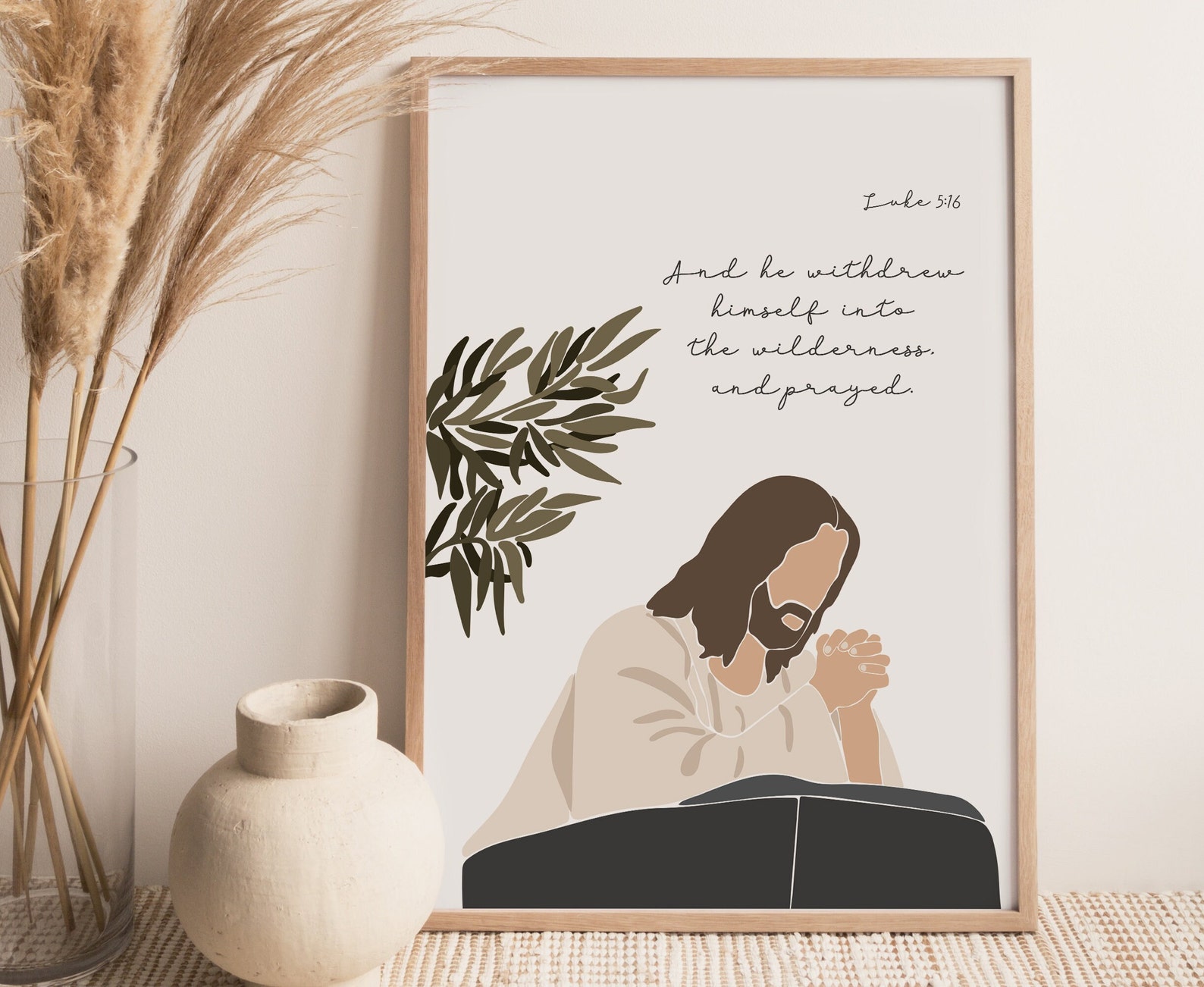Jesus Portrait Wall Print, Christian Poster Art, Jesus is Praying ...