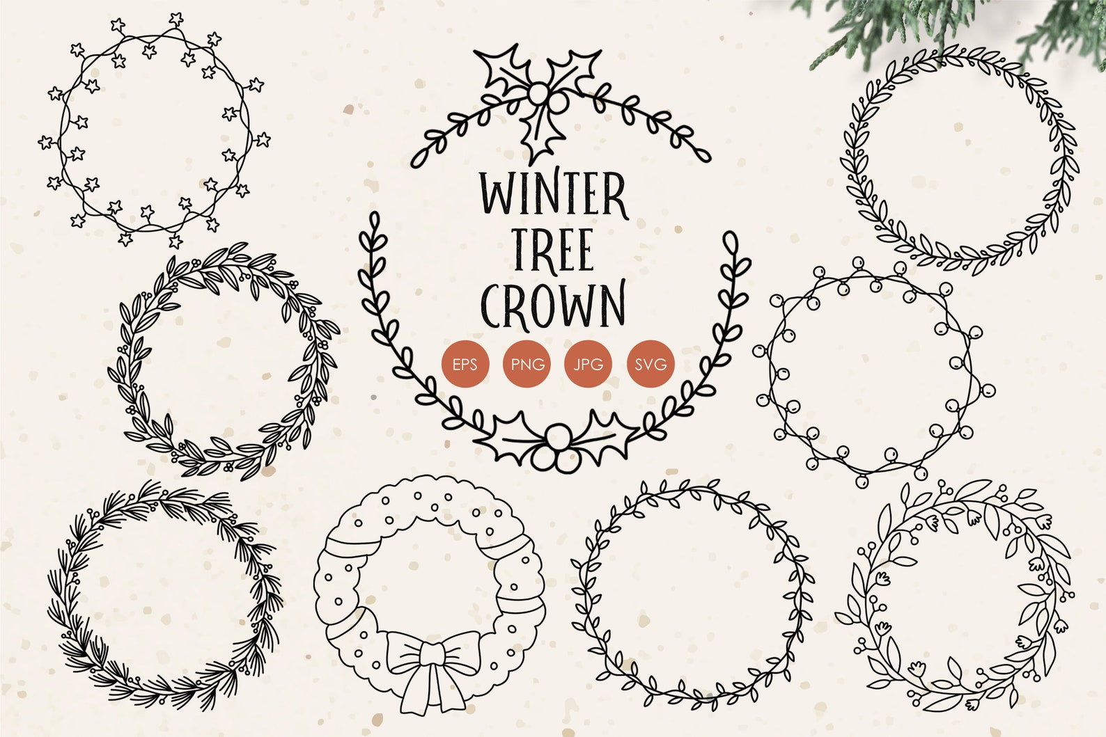 Winter Cliparts Bundle Digital Download Line Elements - Etsy