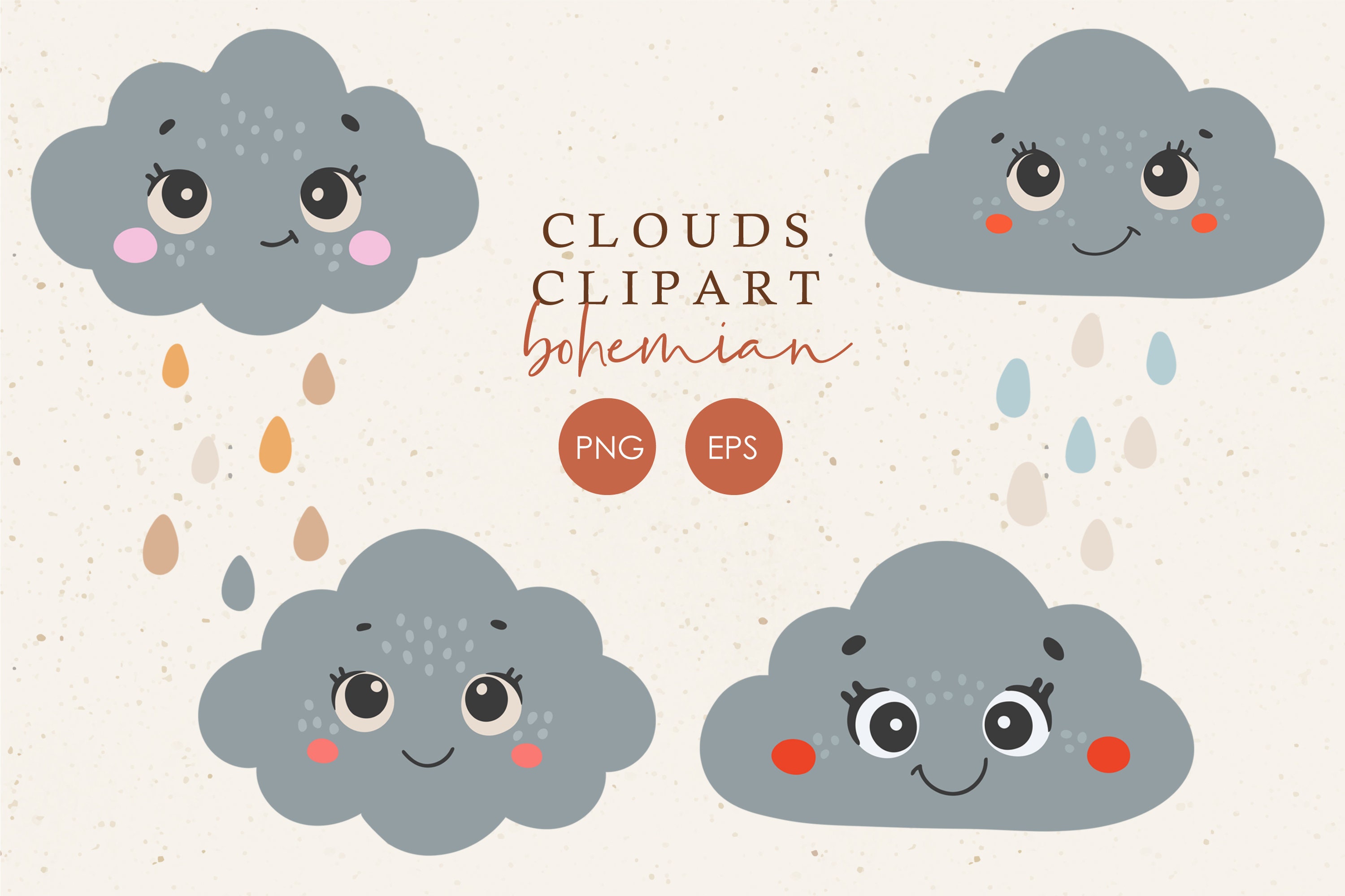 Abstract Clouds Clipart Emotions Clipart Clouds Clipart - Etsy