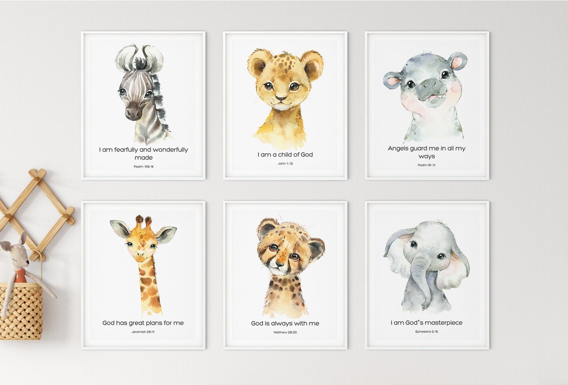 Set of 6 Safari Nursery Posters Printable Kids Verse Safari - Etsy