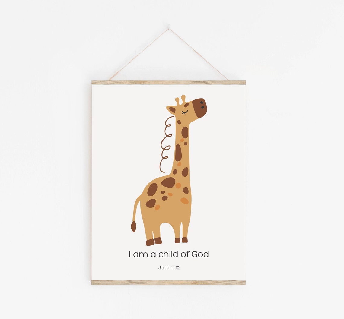 Baby Giraffe Wall Art John 1:12 Poster I Am a Child of God - Etsy