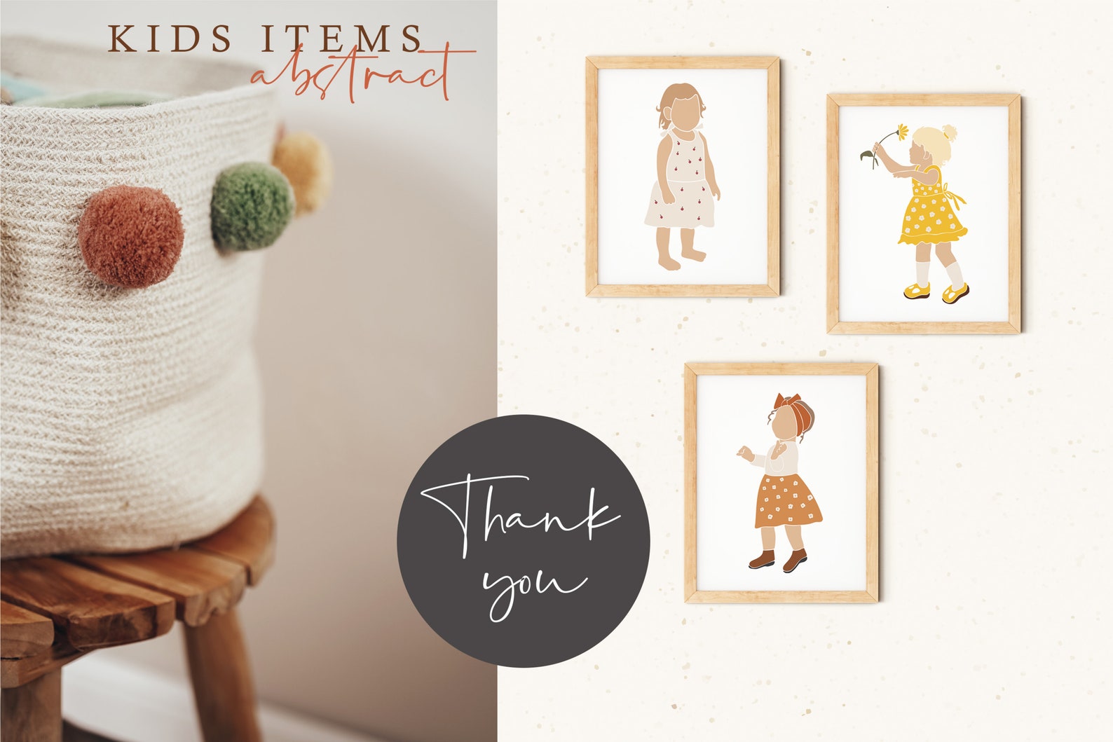 Boho Kids Clipart Abstract Kids Silhouette Nursery Kids | Etsy