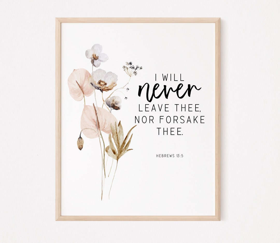 Hebrews 13:5 Wall Print, Christian Poster, Scripture Bible Verse ...