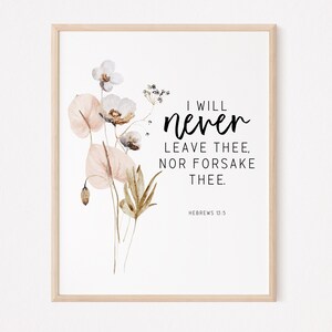 Hebrews 13:5 Wall Print, Christian Poster, Scripture Bible Verse ...