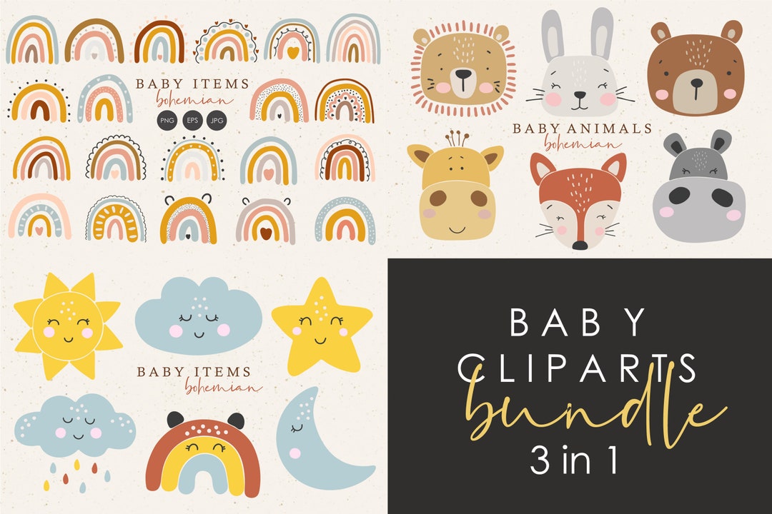 Baby Cliparts Bundle, Digital Download, Kids Elements, Baby Bundle ...