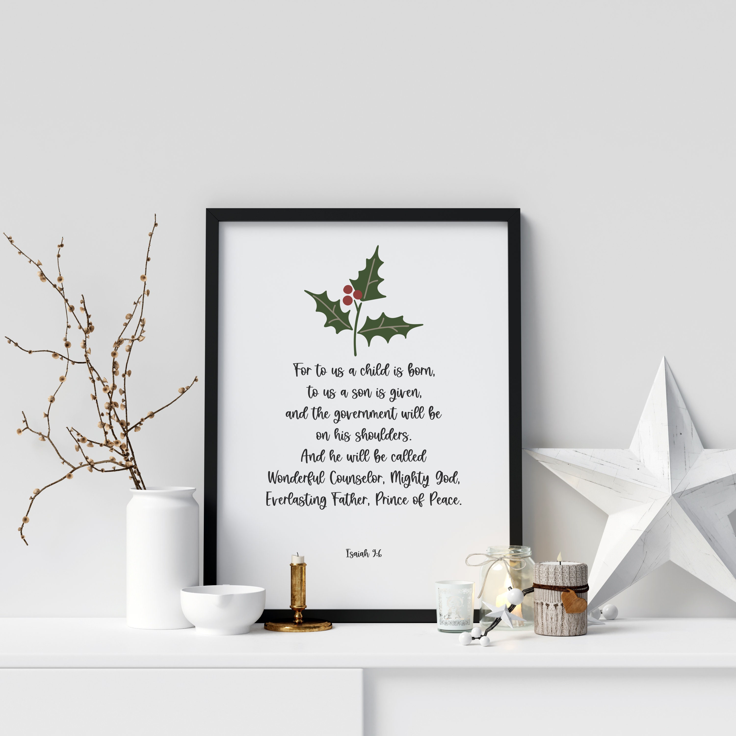 Christmas Wall Poster Isaiah 9:6 Wall Poster Christmas Verse - Etsy