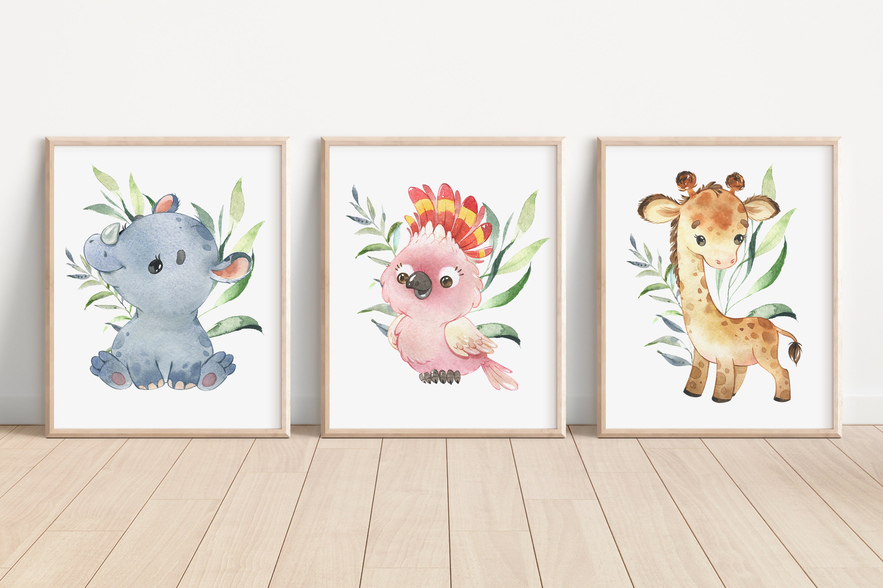 Set of 3 Safari Posters Printable Baby Art Safari Animals - Etsy UK