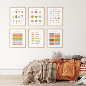 Set of 6 Educational Posters, Kids Wall Decor, Kindergarten Decor ...