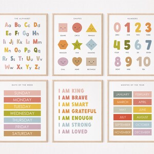 Set of 6 Educational Posters, Kids Wall Decor, Kindergarten Decor ...