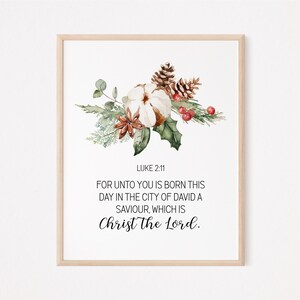 Christmas Christian Wall Art, Watercolor Tree Garland, Scripture Poster ...