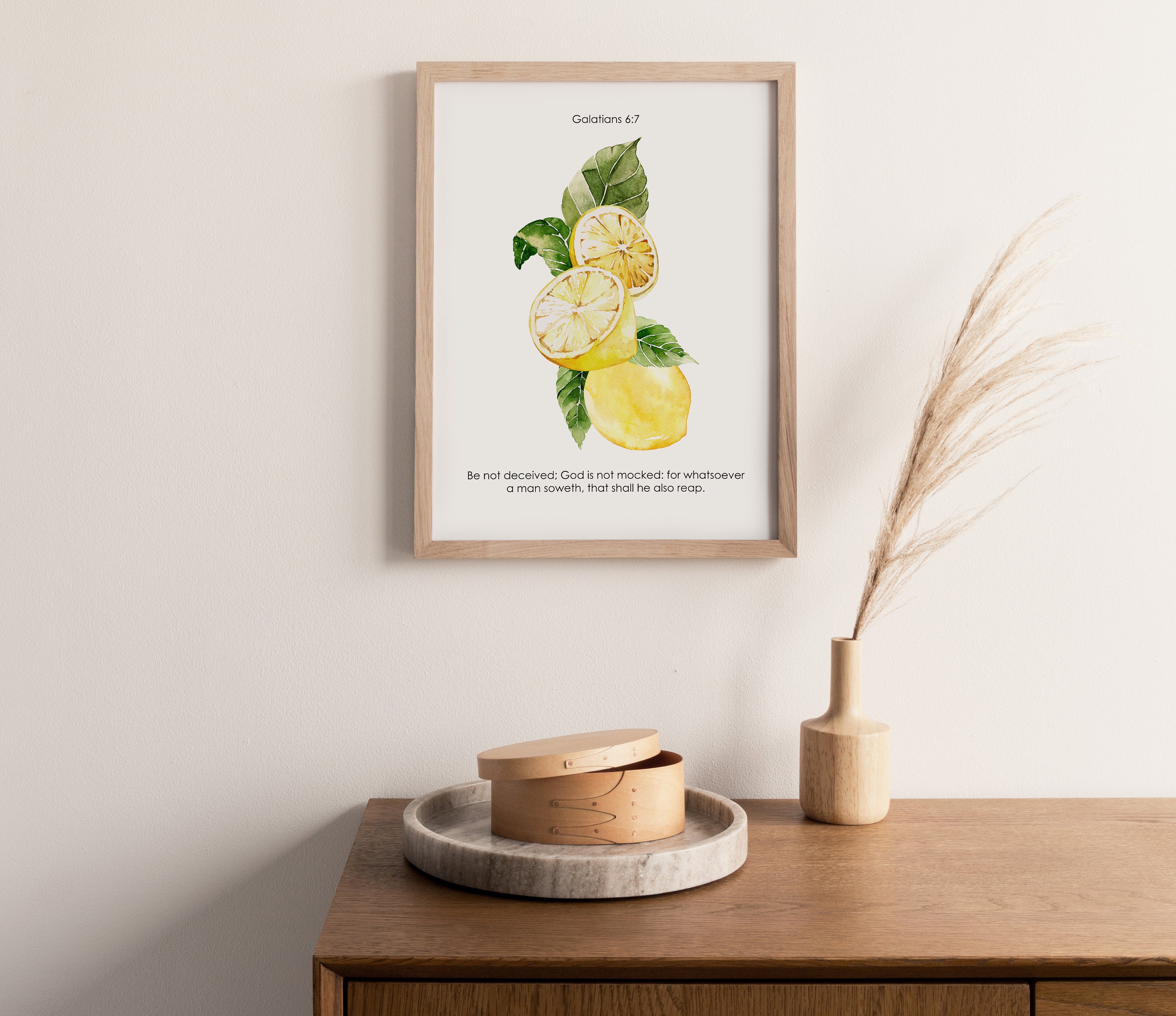Bible Verse Poster, Kitchen Bible Sign, Watercolor Lemon Decor, Lemon ...