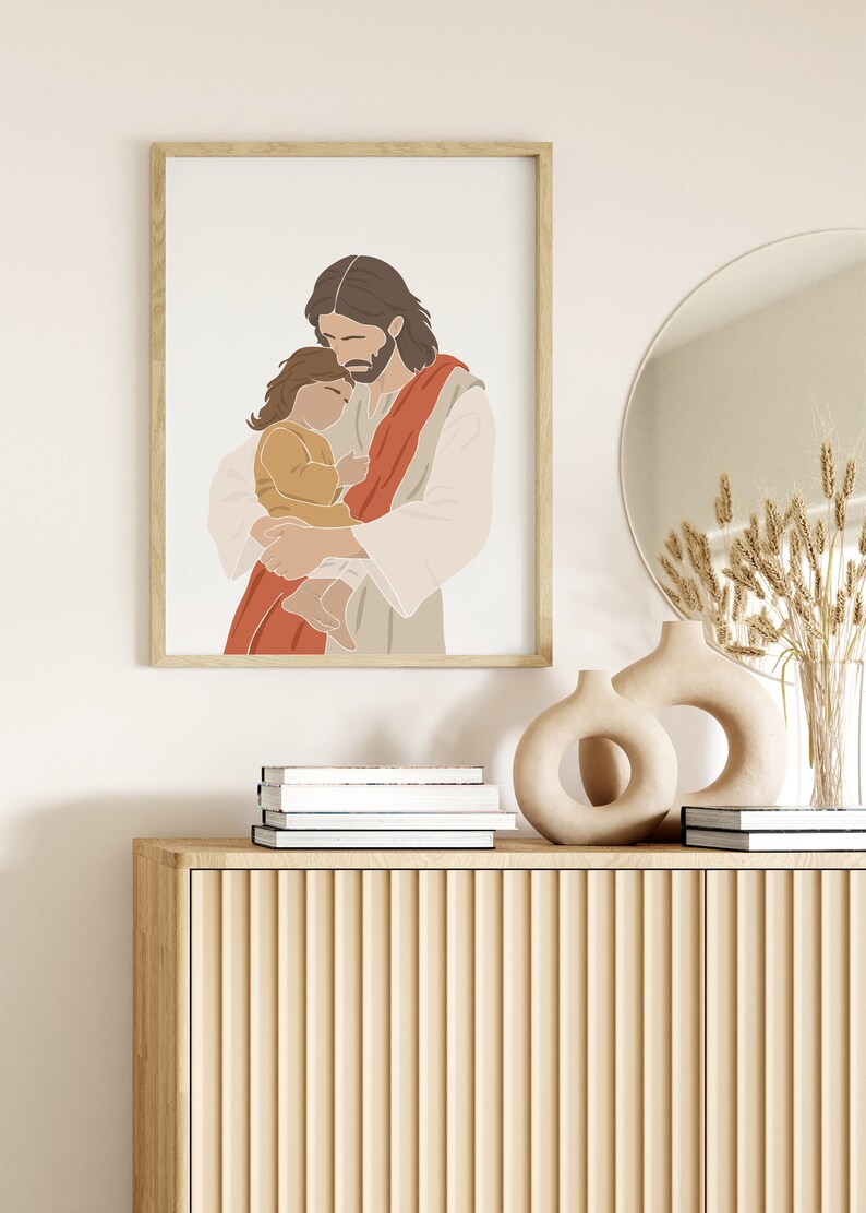 Jesus With a Child in His Arms Poster, Christian Poster Art, Jesus With ...