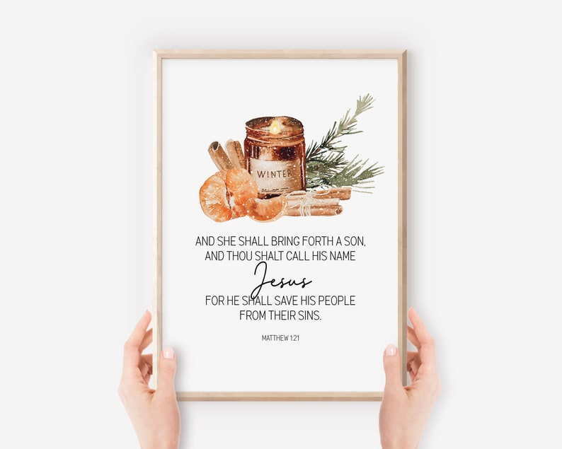 Christmas Christian Wall Art, Watercolor Christmas Decor, Scripture ...