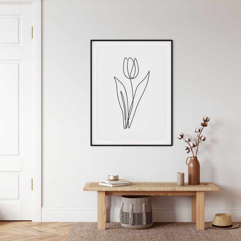 One Line Tulip Wall Print Flower Wall Poster Botanical Plant - Etsy