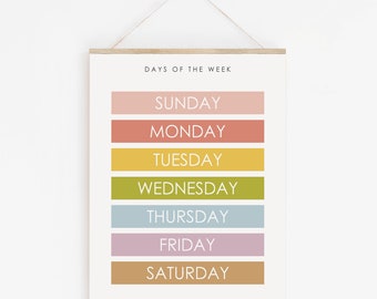 Days of the Week Poster Kindergarten Poster Preschool Printable ...