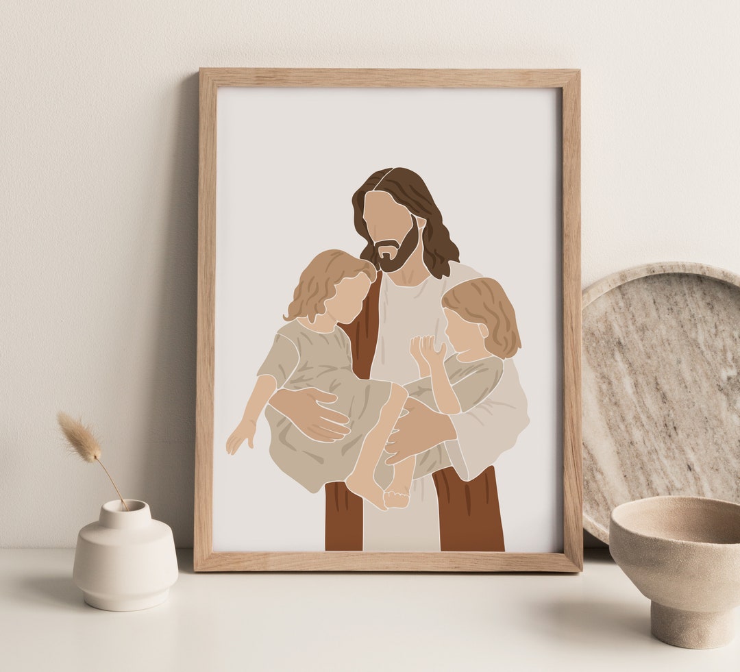 Jesus With a Children in His Arms, Christian Poster Art, Jesus With ...