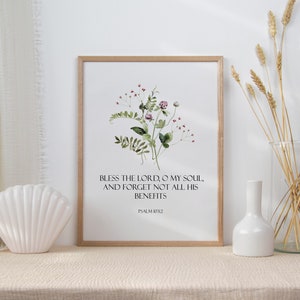 Christian Wall Print, Scripture Poster, Psalm Verse Print, Field Flower ...