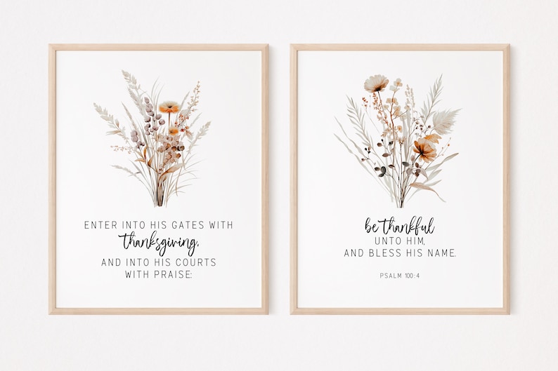 Give Thanks Posters Bible Verse Prints Autumn Flowers Cozy - Etsy