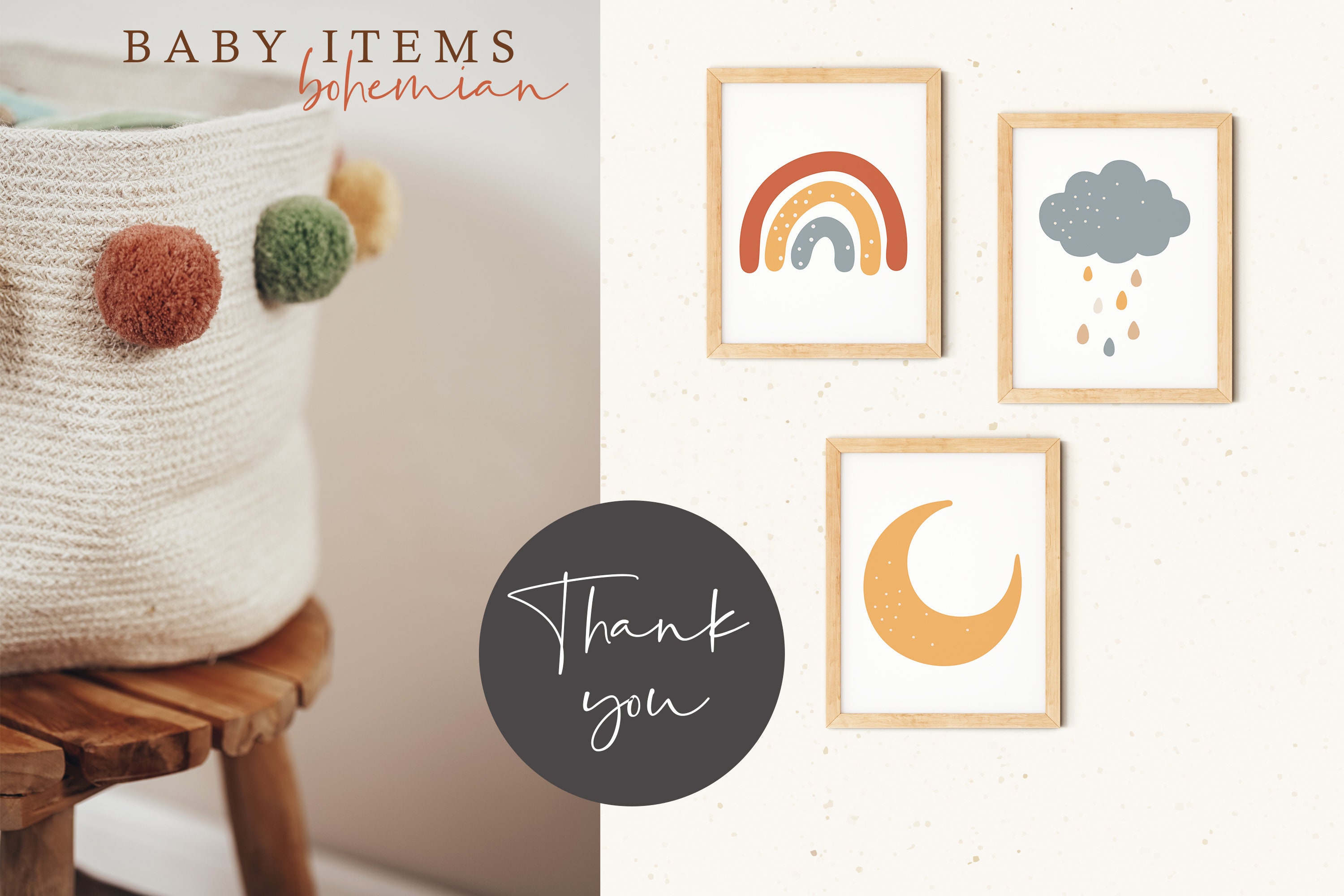 Abstract Baby Clipart Boho Sun Cloud and Rainbow Clipart - Etsy