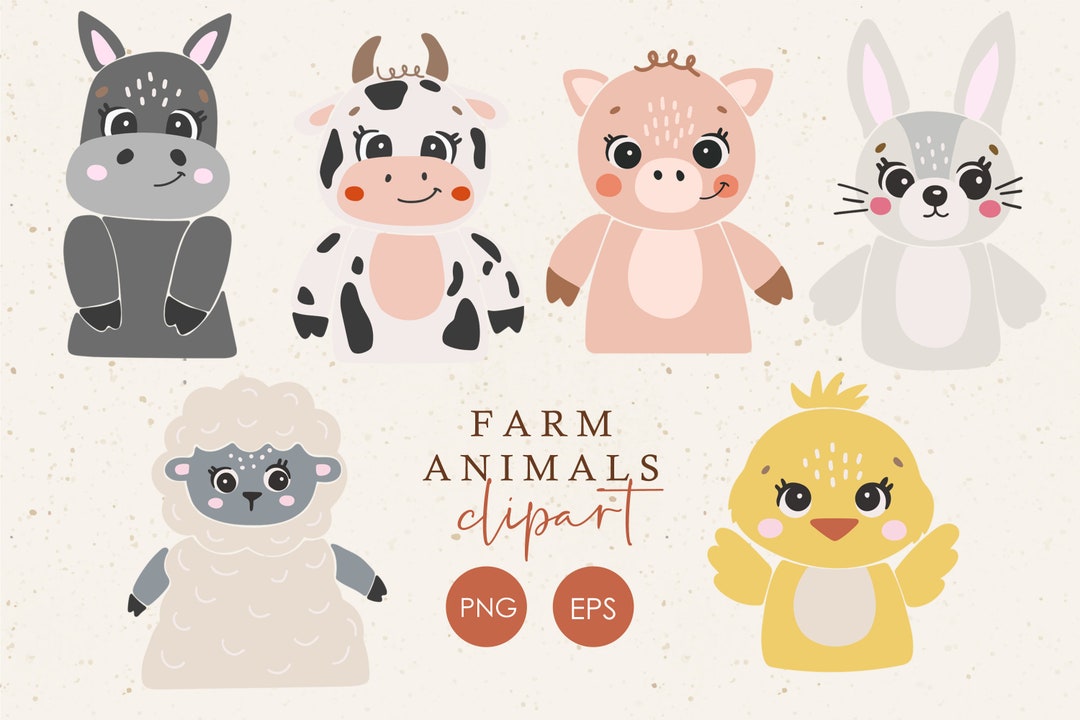 Farm Animals Clipart, Cute Animals Clipart, Farm Clipart, Portrait ...