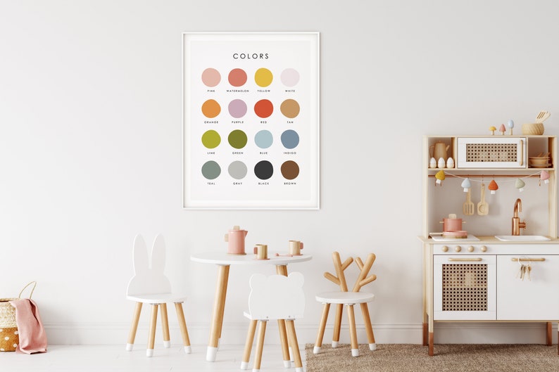Colors Educational Poster Kids Wall Decor Kindergarten - Etsy