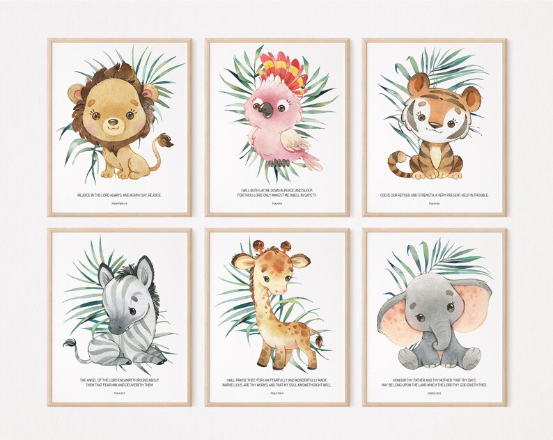 Set of 6 Safari Animals Posters Jungle Animals Posters - Etsy