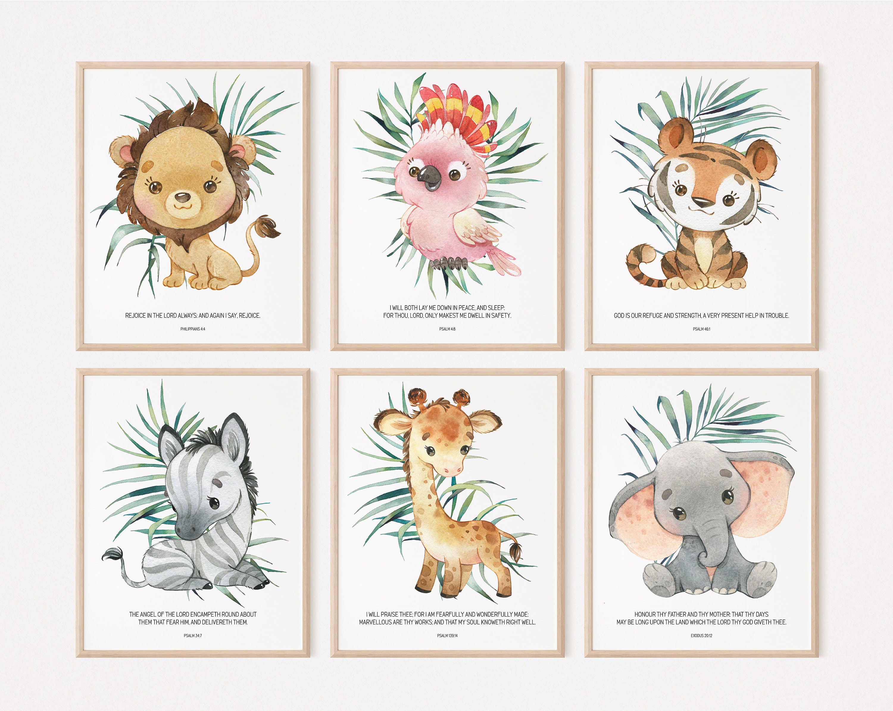 Set of 6 Safari Animals Posters Jungle Animals Posters - Etsy