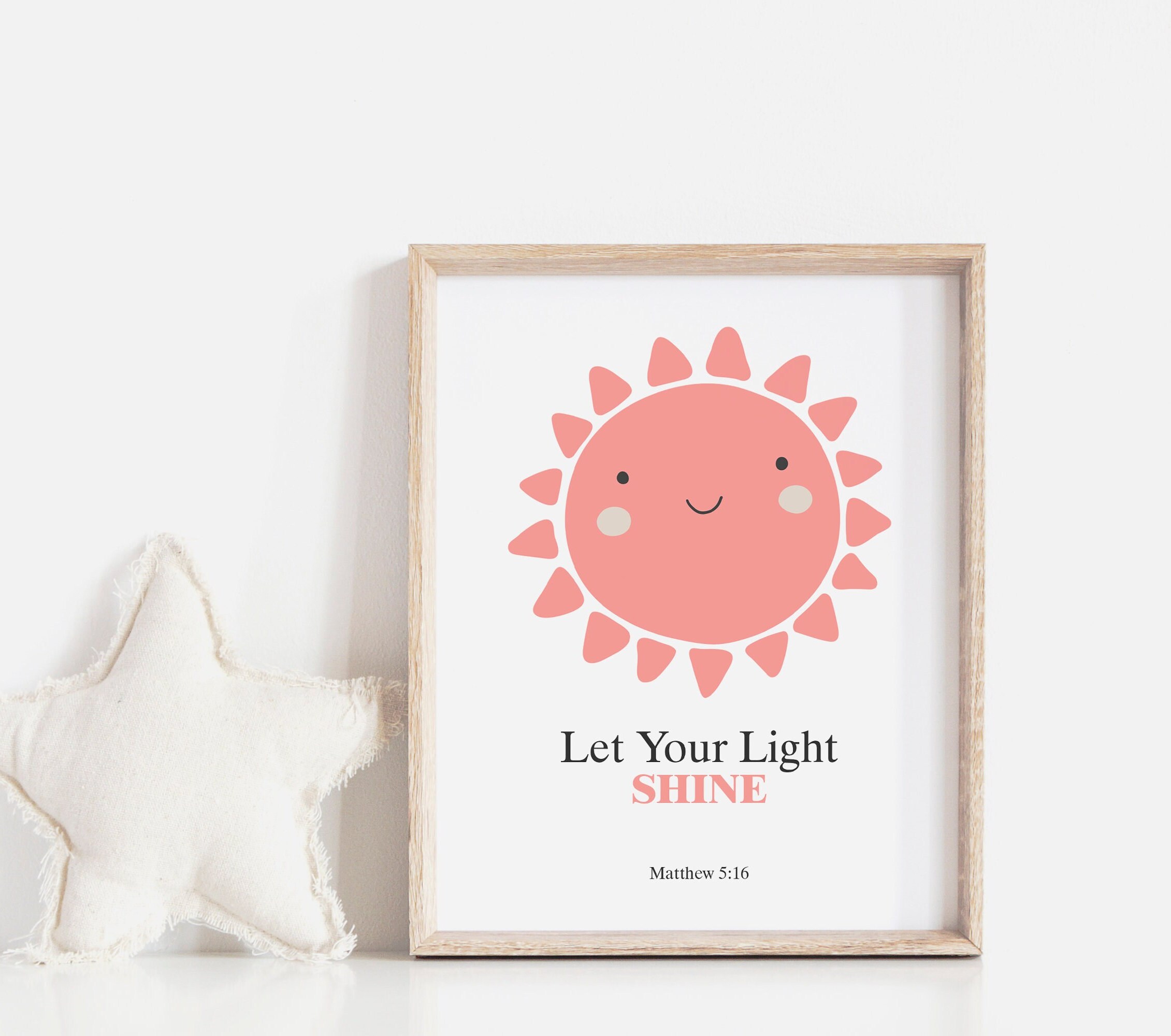 Pink Sun Wall Print Sunshine Print Art Digital Baby Shower - Etsy
