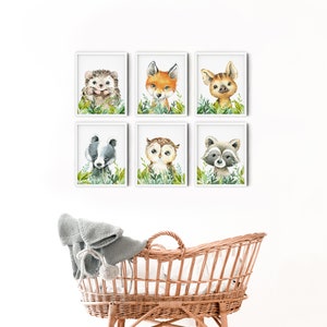 Set of 6 Kids Posters, Forest Animals Wall Art, Forest Animals Posters ...