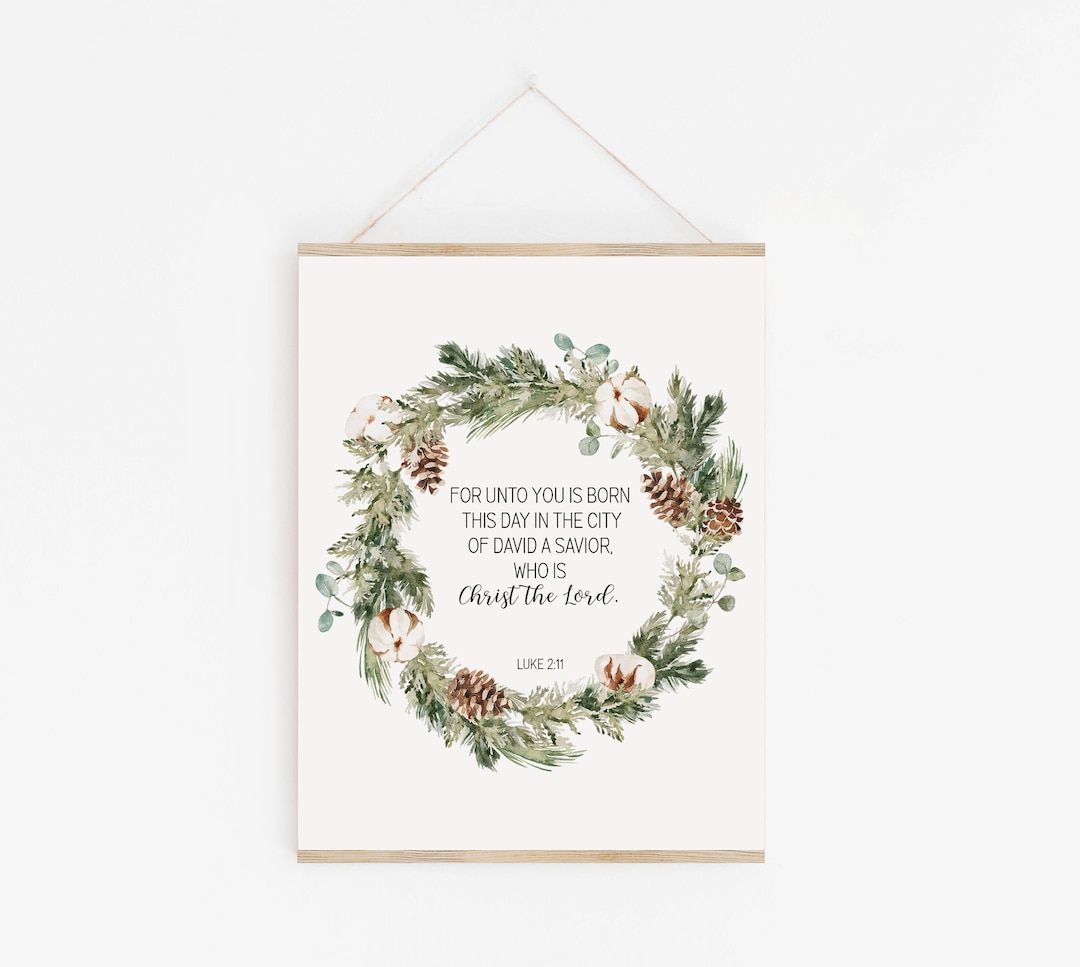 Luke 2:11 Christmas Christian Wall Art, Watercolor Tree Crown ...