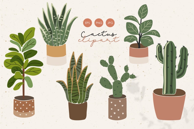 Cactus Clipart Plant Clipart Digital Download Printable - Etsy